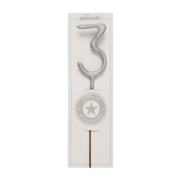 Mini Sparkler Prata Número 3 - Sparklers - Party&Bite